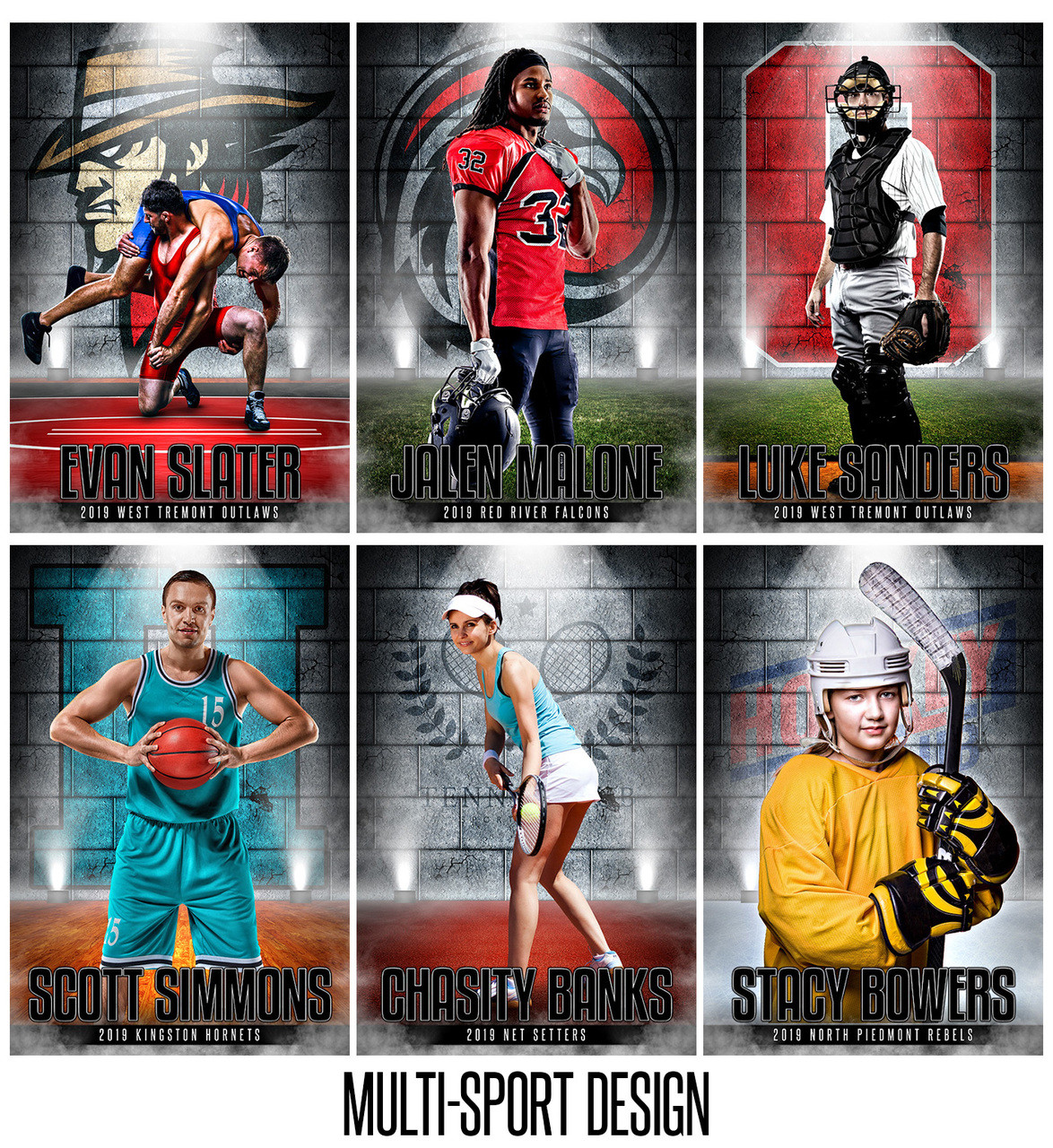 Multi-Sport Photo Template - Cracked Wall - Photoshop Layered Sports ...