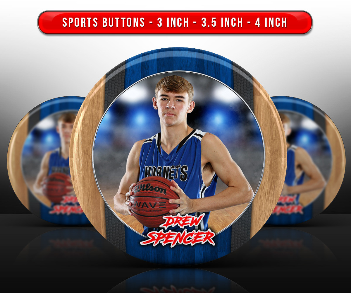 Custom Sports Photo Buttons - Hardwoods