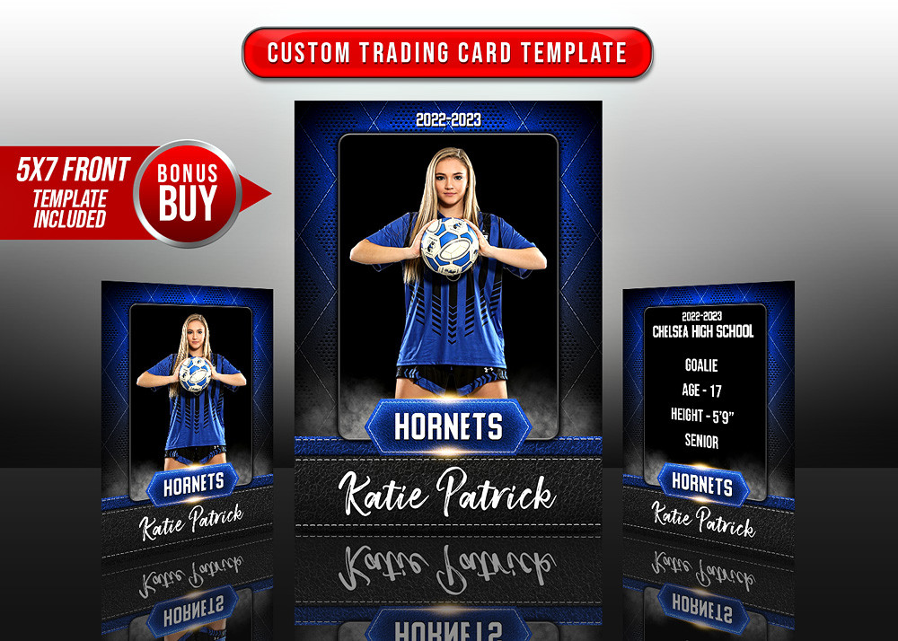 Multi-Sport Custom Trading Cards and 5x7 Template - Stitched Leather