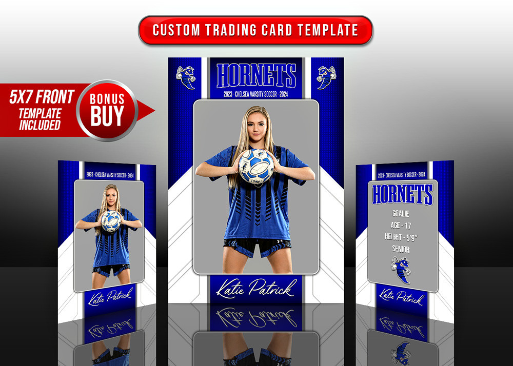 Multi-Sport Custom Trading Cards and 5x7 Template - Grid
