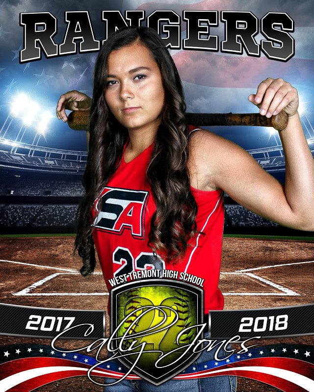 Sports Poster Photo Template - American Softball - Photoshop Sports ...