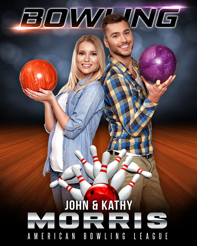 Sports Poster Photo Template - Bowling - Photoshop Sports Template