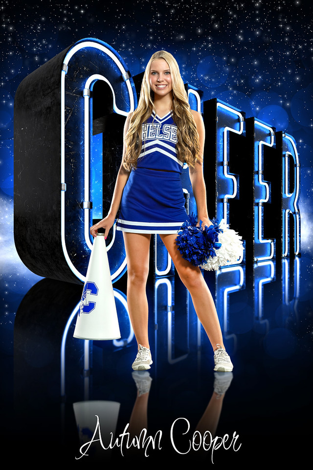 Cheerleading Banner Photo Template - Neon Cheer - Photoshop Layered ...