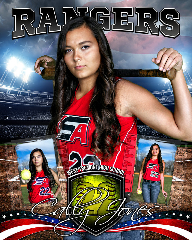 American Softball Photo Collage - Layered Photoshop Sports Template