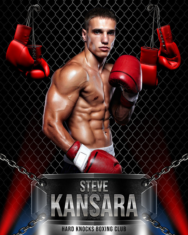 Sports Poster Photo Template For Boxing - Custom Photoshop Layered ...