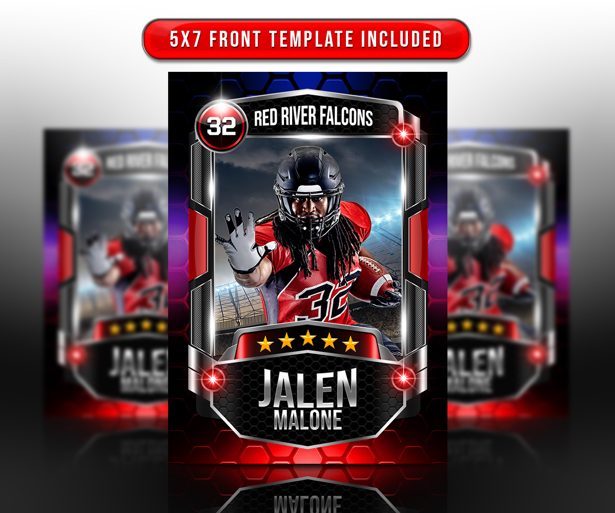 Custom Sports Trading Cards and 5x7 Template - Hexagon II