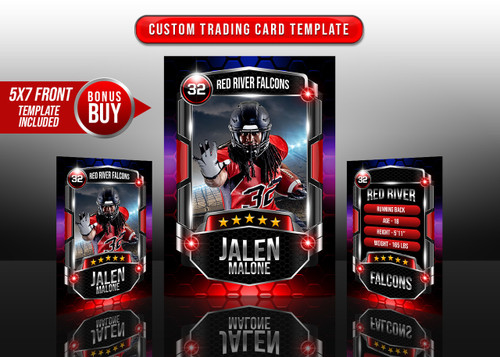 Custom Sports Trading Cards and 5x7 Template - Hexagon II