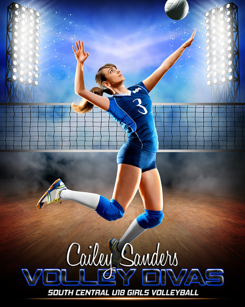 Sports Poster Photo Template For Volleyball - Custom Photoshop Layered ...