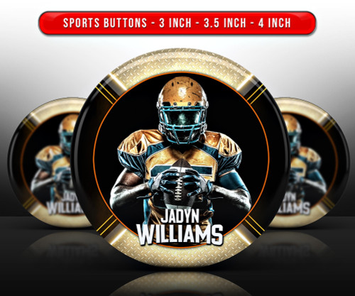 Custom Sports Photo Buttons - Metal Tread
