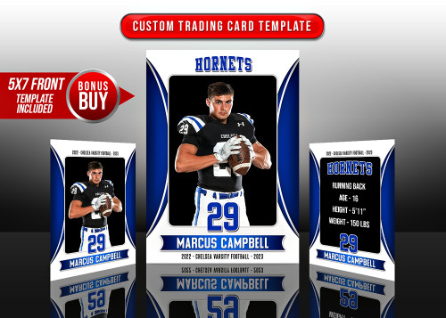Multi-Sport Custom Trading Cards and 5x7 Template - Center Curves