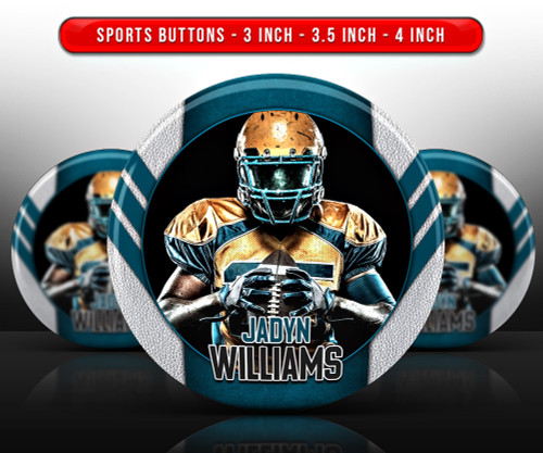 Custom Sports Photo Buttons - Slanted Edges