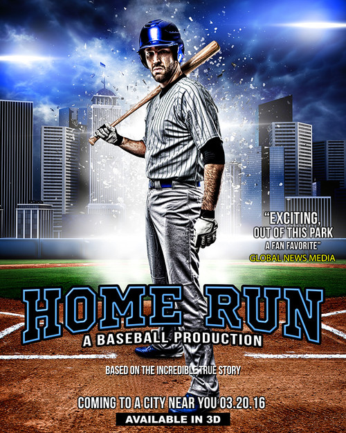 Sports Poster Photo Template For Baseball, Softball And Tee-Ball - Home Run