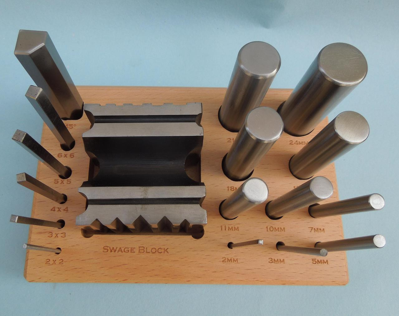 17 Piece Swage Block And Punch Set Solid Steel