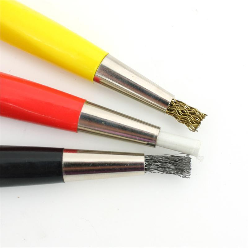 Scratch Brush Pen Set of 3 Watchmakers Jewellers Fibre Brass Steel