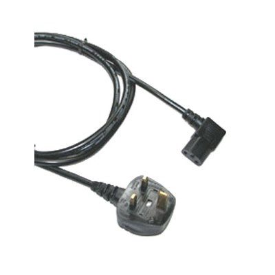Moulded 13A plug to R/Angle IEC socket UK 5A plug to R/A IEC socket 2M ...
