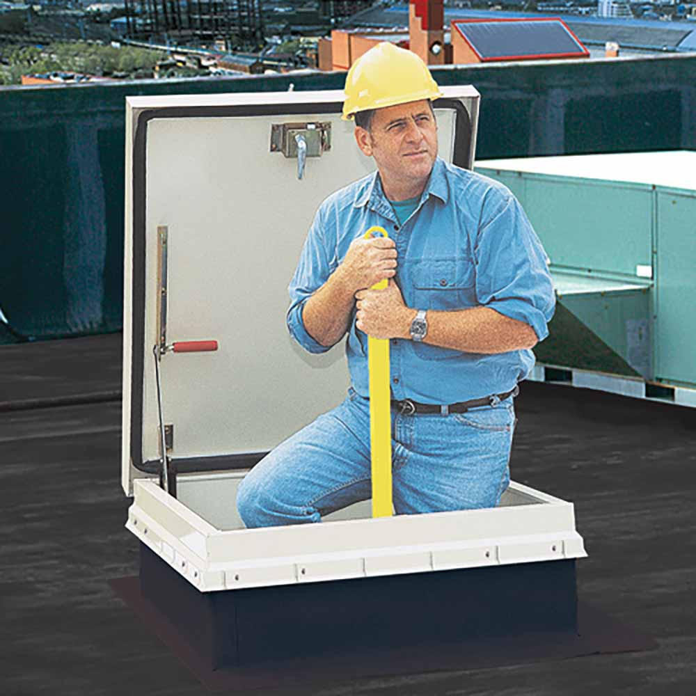 Yellow Powder Coat Ladder Up Safety Post: Maintenance-Free