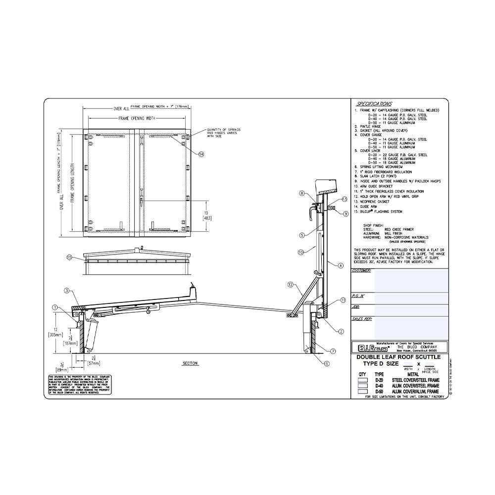 Stainless Steel Double Leaf Equipment Access Hatch 48"x48"