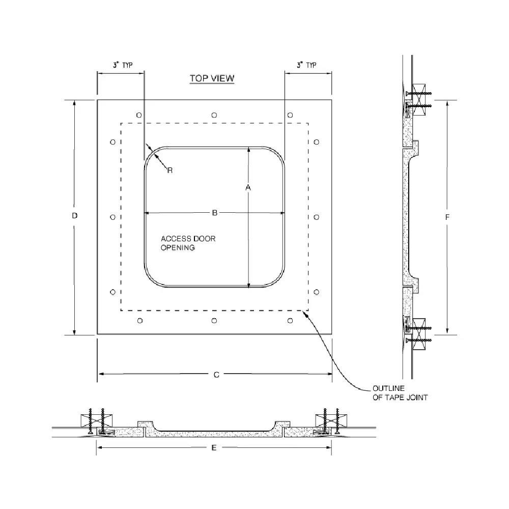 22" x 30" Pop-Out Radius Corner - Gypsum Access Panel