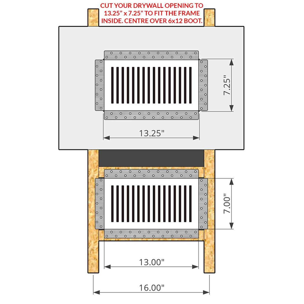 Removable Wall and Ceiling Supply Vent 6" x 12": Seamless