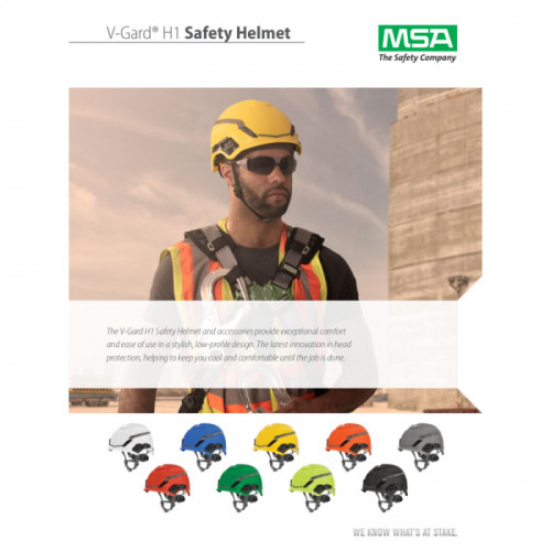 MSA V-Gard H1 Safety Helmet, Trivent, Hi-Viz Yellow/Green, Fas-Trac III ...