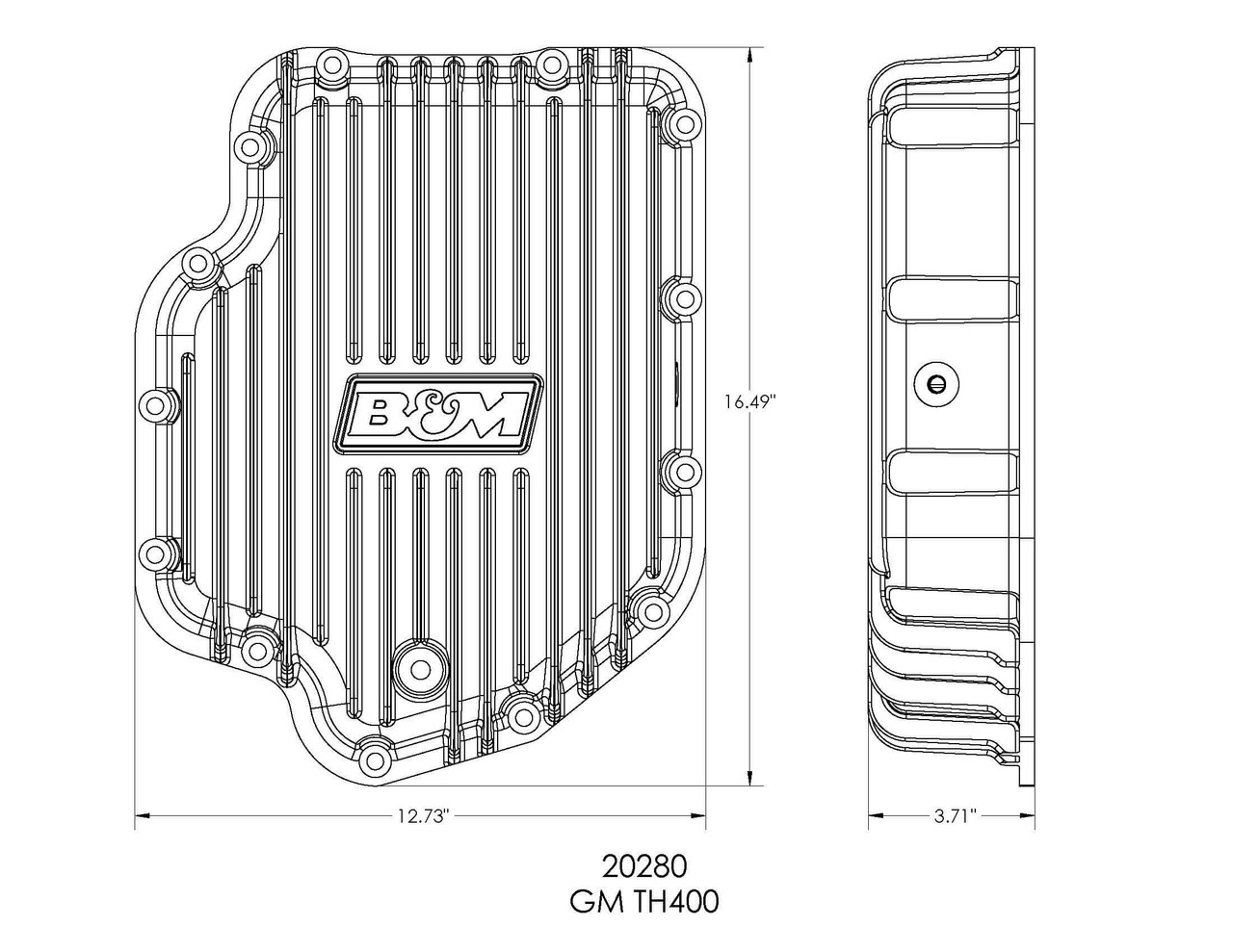 20280 B&M Hi-Tek Deep Transmission Pan - Aluminum TH400 GM ...