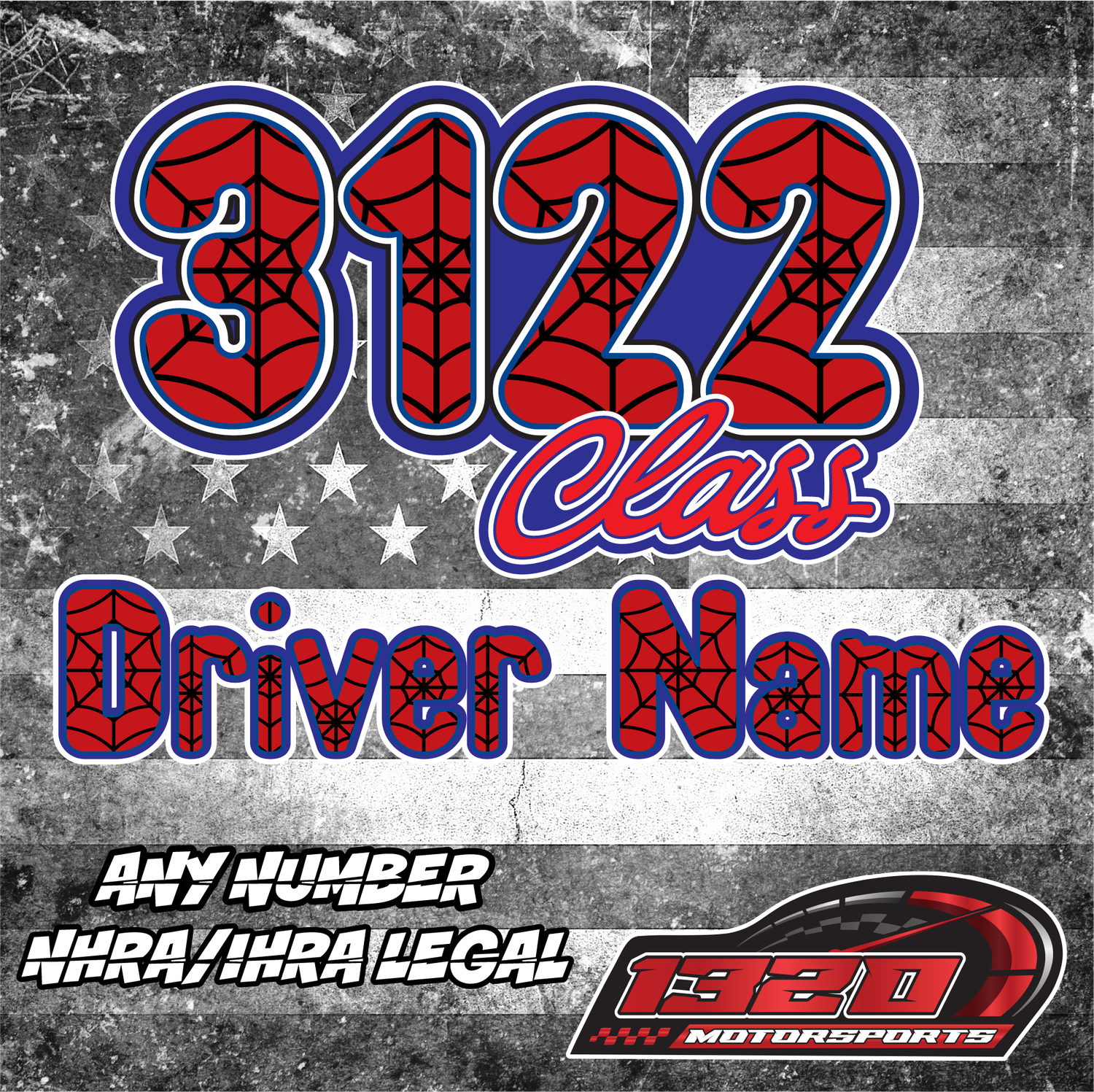 Drag Racing Number Set - Spider Design ANY NUMBER