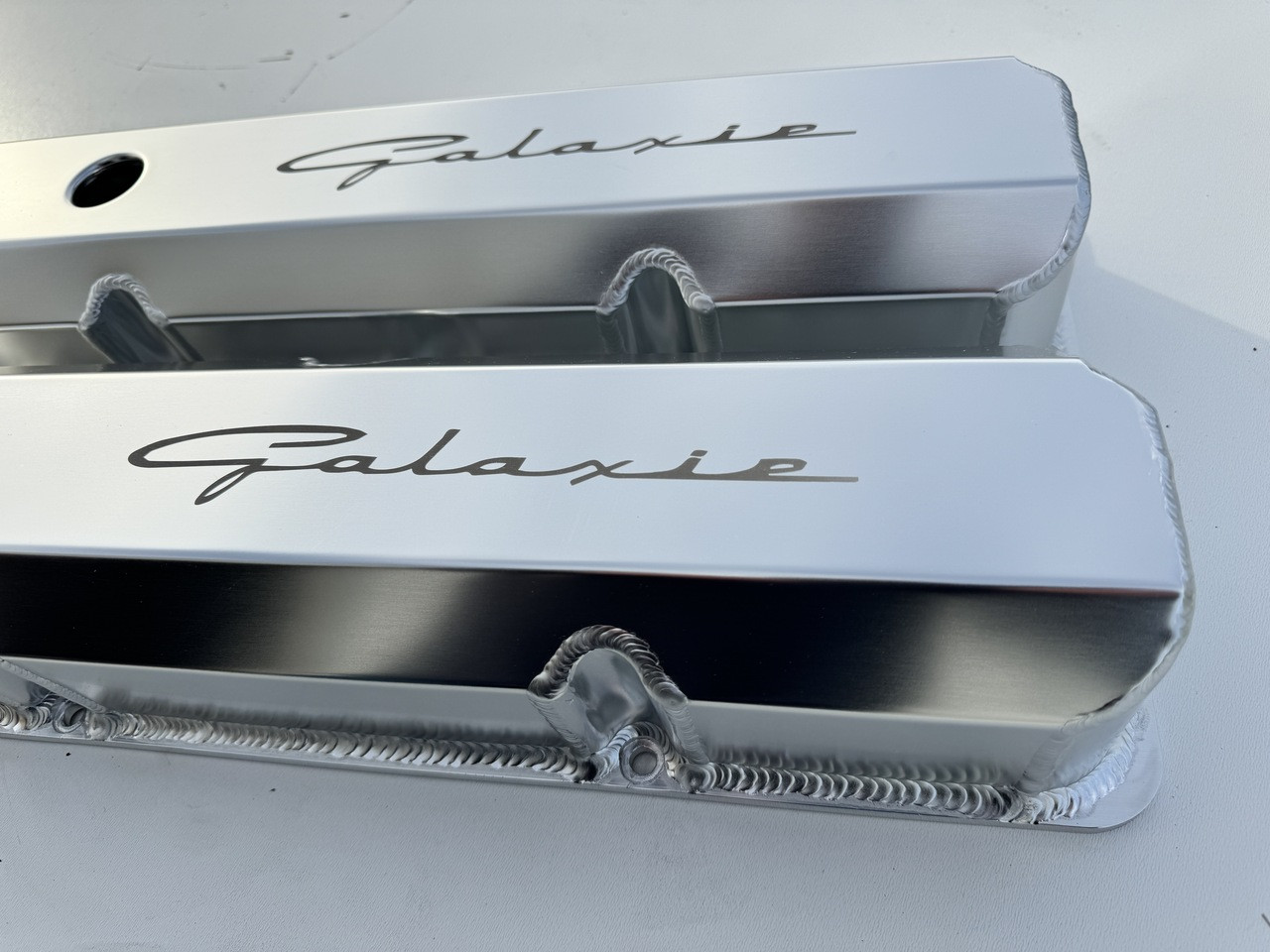 Fabricated Aluminum Ford FE Valve Covers laser etched Galaxie