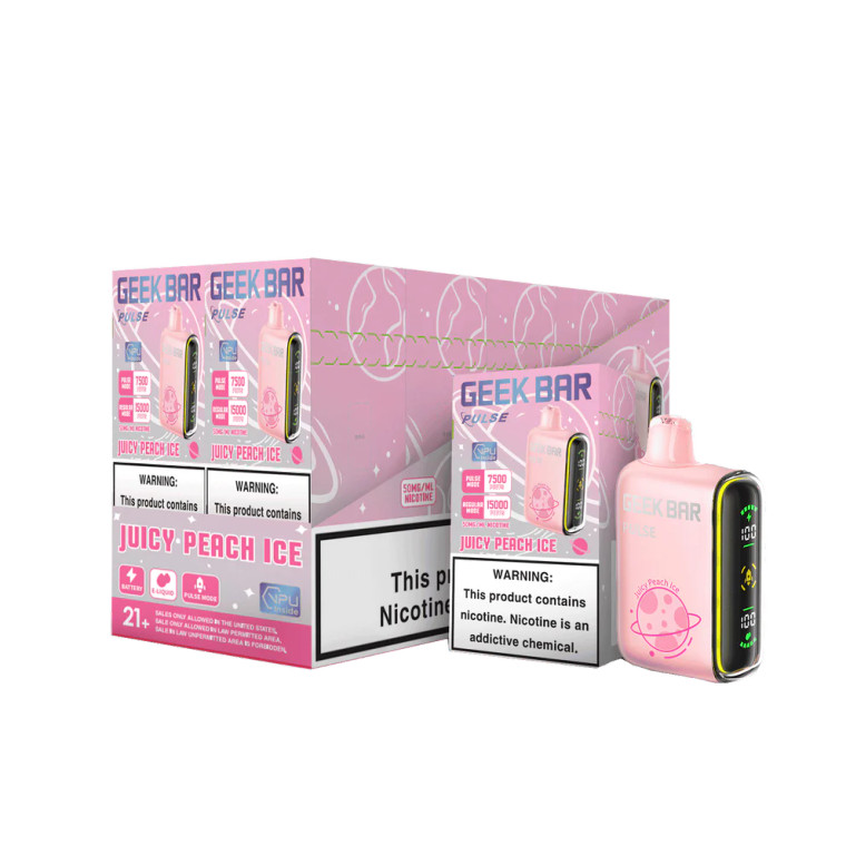 BULK Juicy Peach Ice 5 Pack | Geek Bar Pulse Vape | EZPUFF