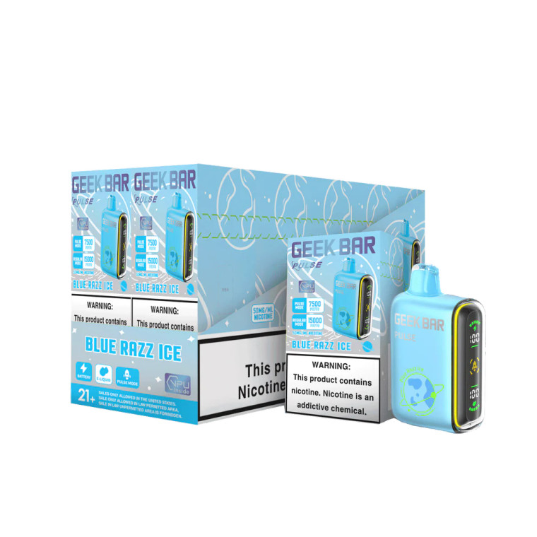 BULK Blue Razz Ice 5 Pack | Geek Bar Pulse Vape | EZPUFF