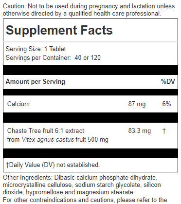 Chaste Tree 120 Tablets - NHIM