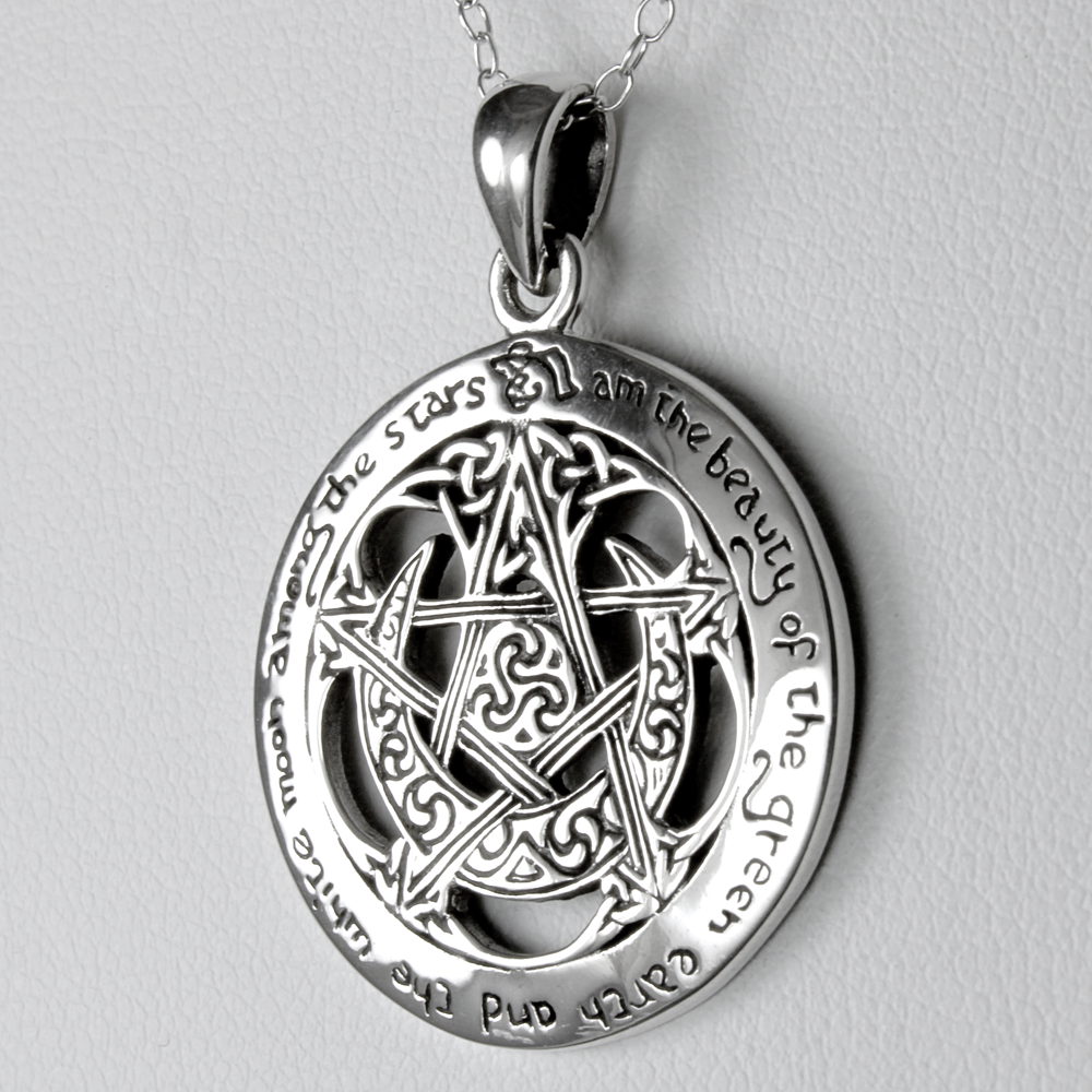 Wiccan Store & Pagan Pentagram Jewelry : Moonstone Pentacle Pendant
