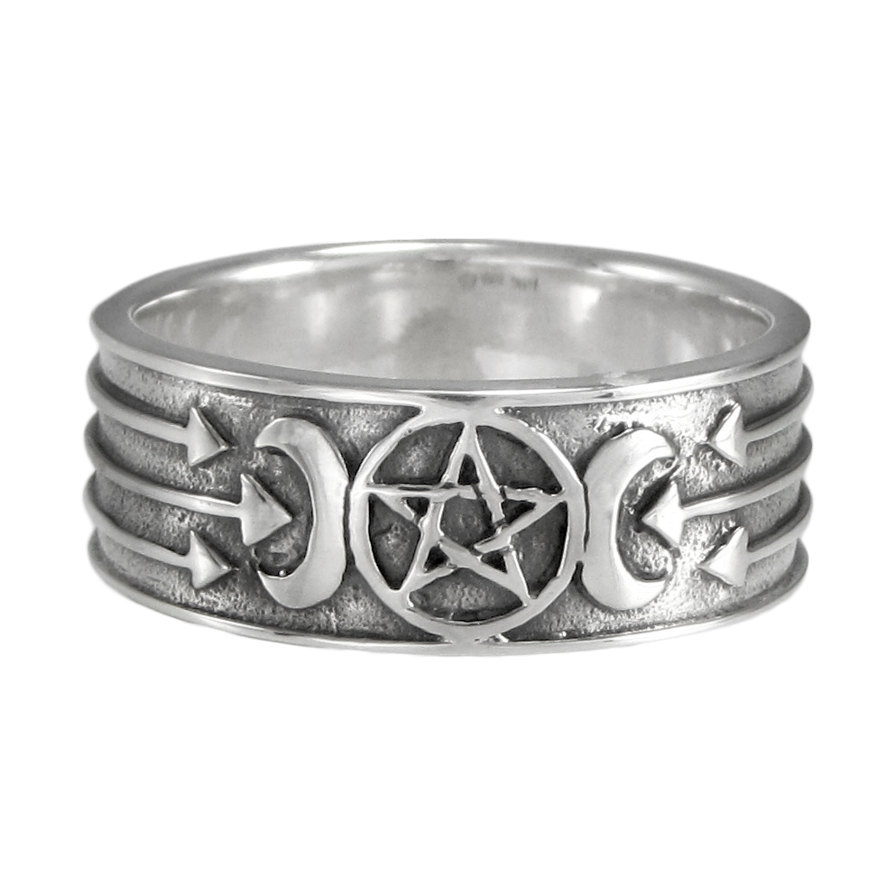 Triple Moon Witch Ring and Amethyst | Sterling Silver Goddess Band ...