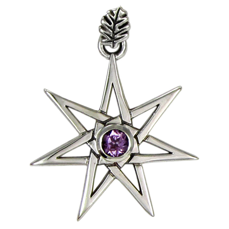 Large Sterling Silver Septagram Heptagram Faery Star Pendant ...