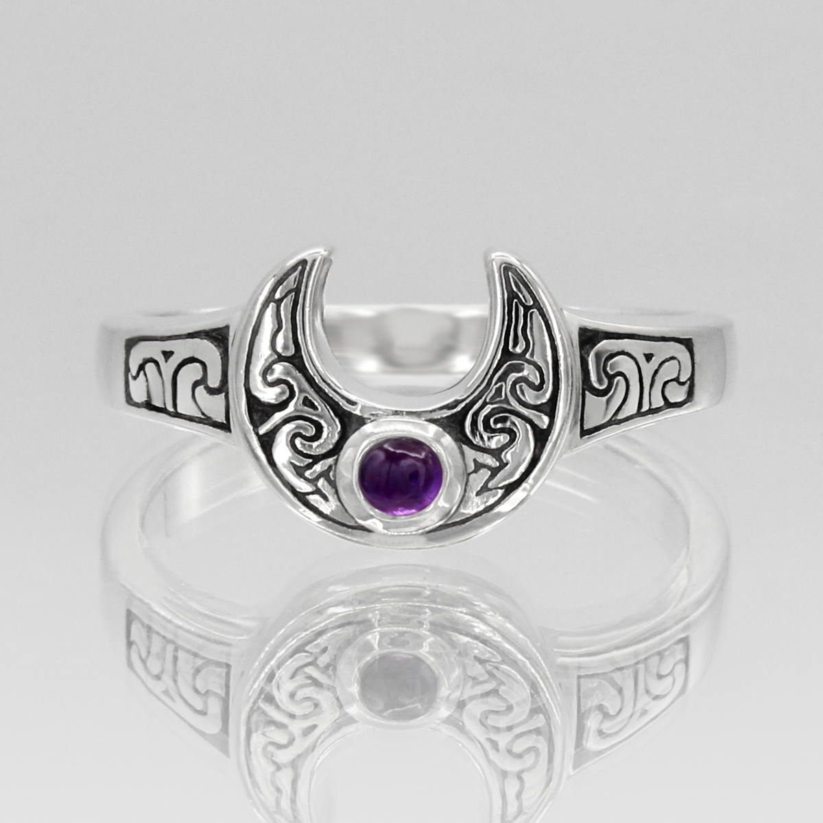 Sterling Silver Wiccan & Pagan Rings: Moon Goddess Jewelry