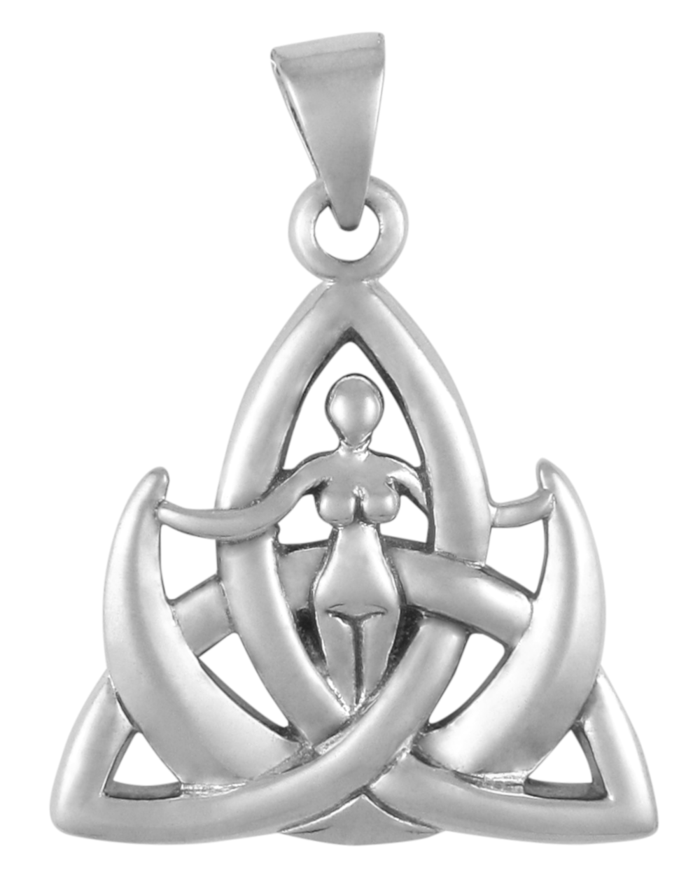 Sterling Silver Moon Phase Lunar Goddess Pendant - Pagan Wiccan Jewelry