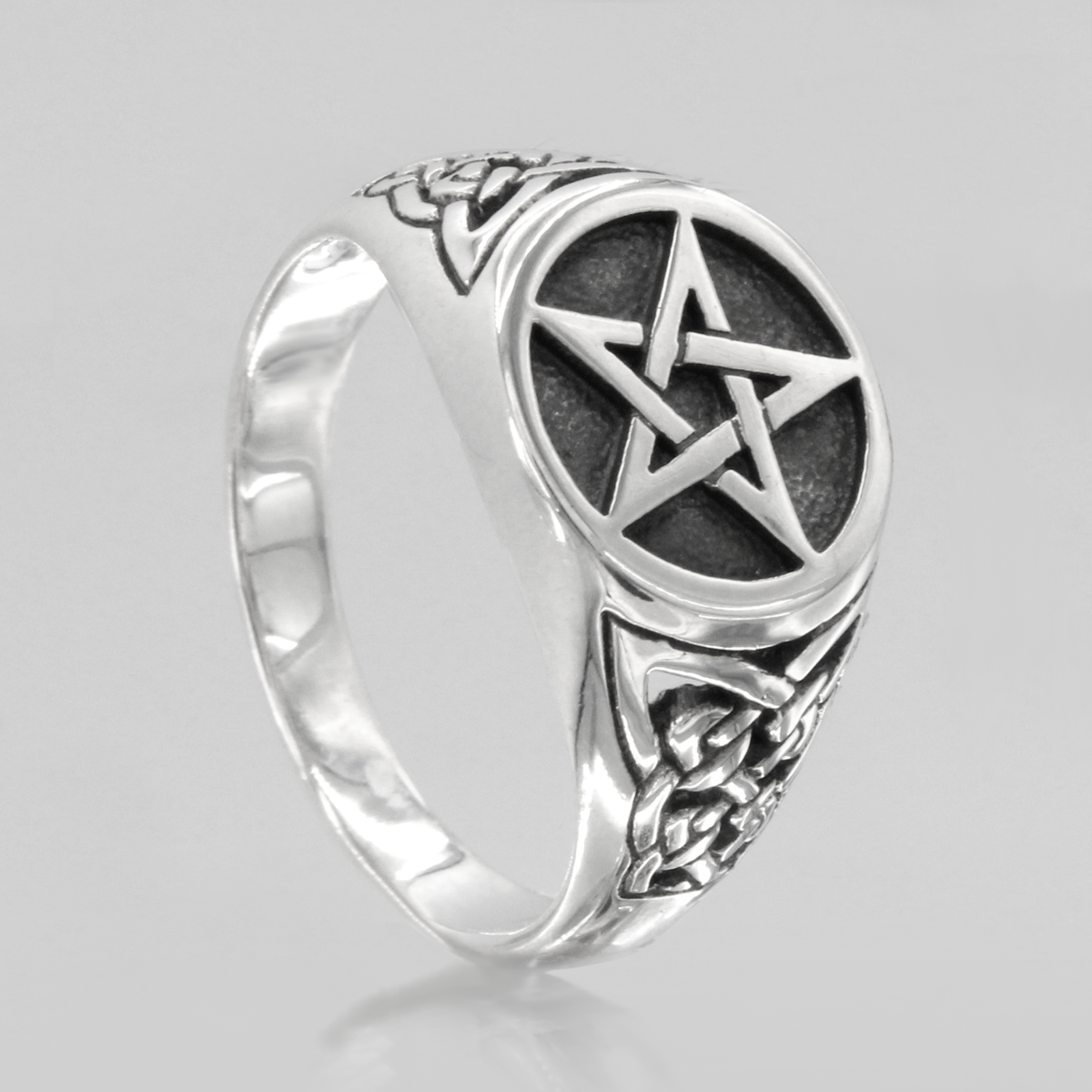 Sterling Silver Triquetra Celtic Knot Pentacle Pentagram Ring Band