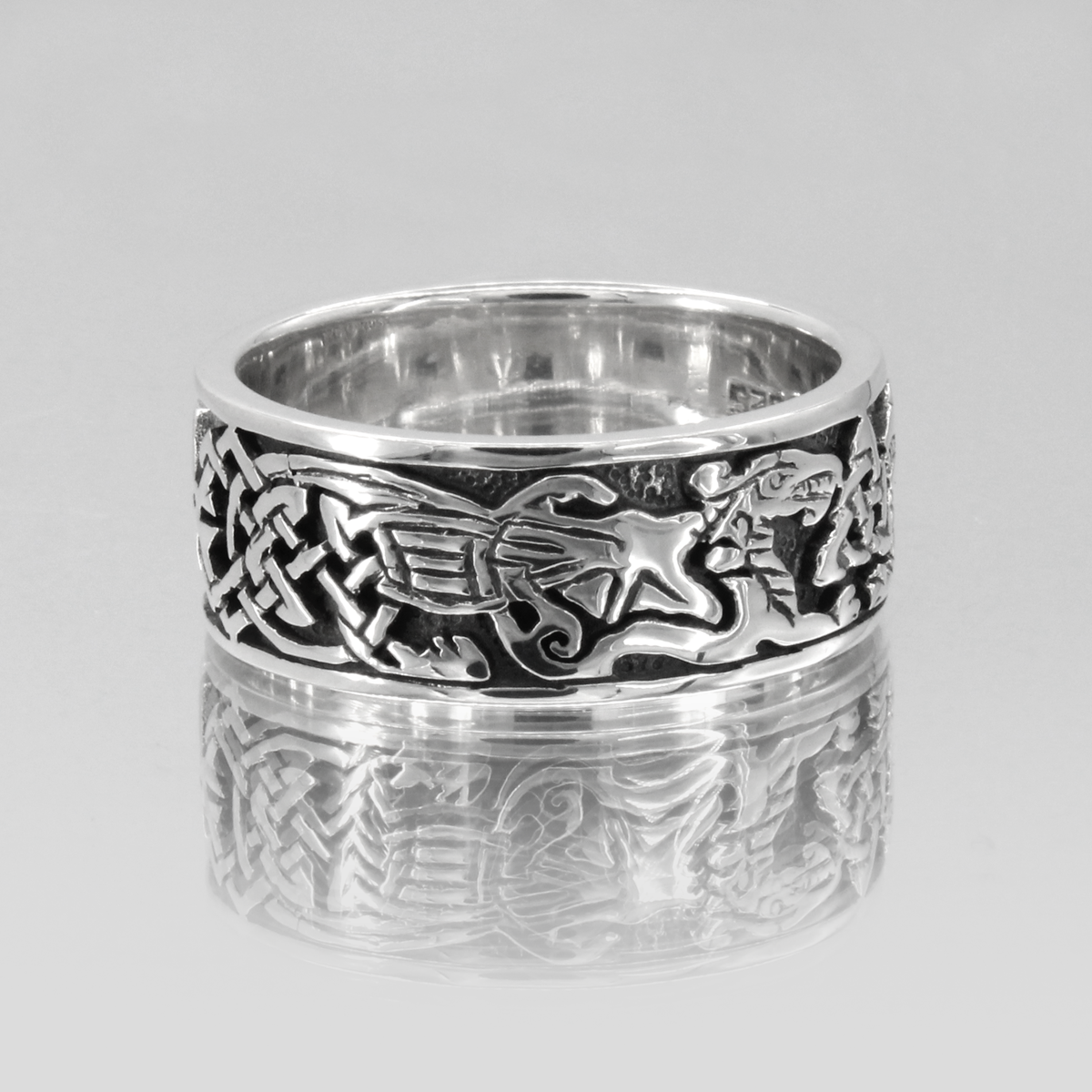 Sterling Silver Dragon Triquetra Ring - Moonlight Mysteries - Pagan ...