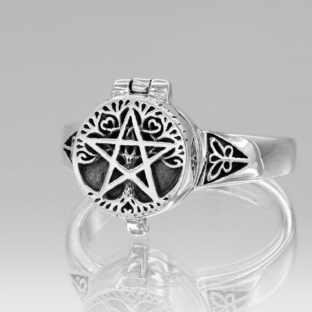 Tree Pentacle Spell Locket Ring - Moonlight Mysteries - Pagan Jewelry ...