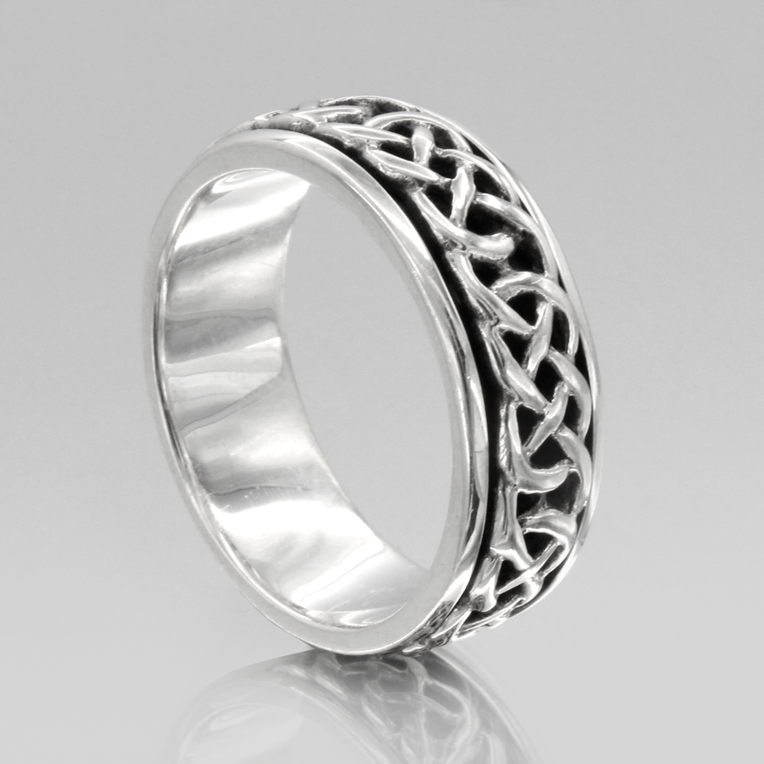 Silver Woven Celtic Knot Spinner Worry Ring