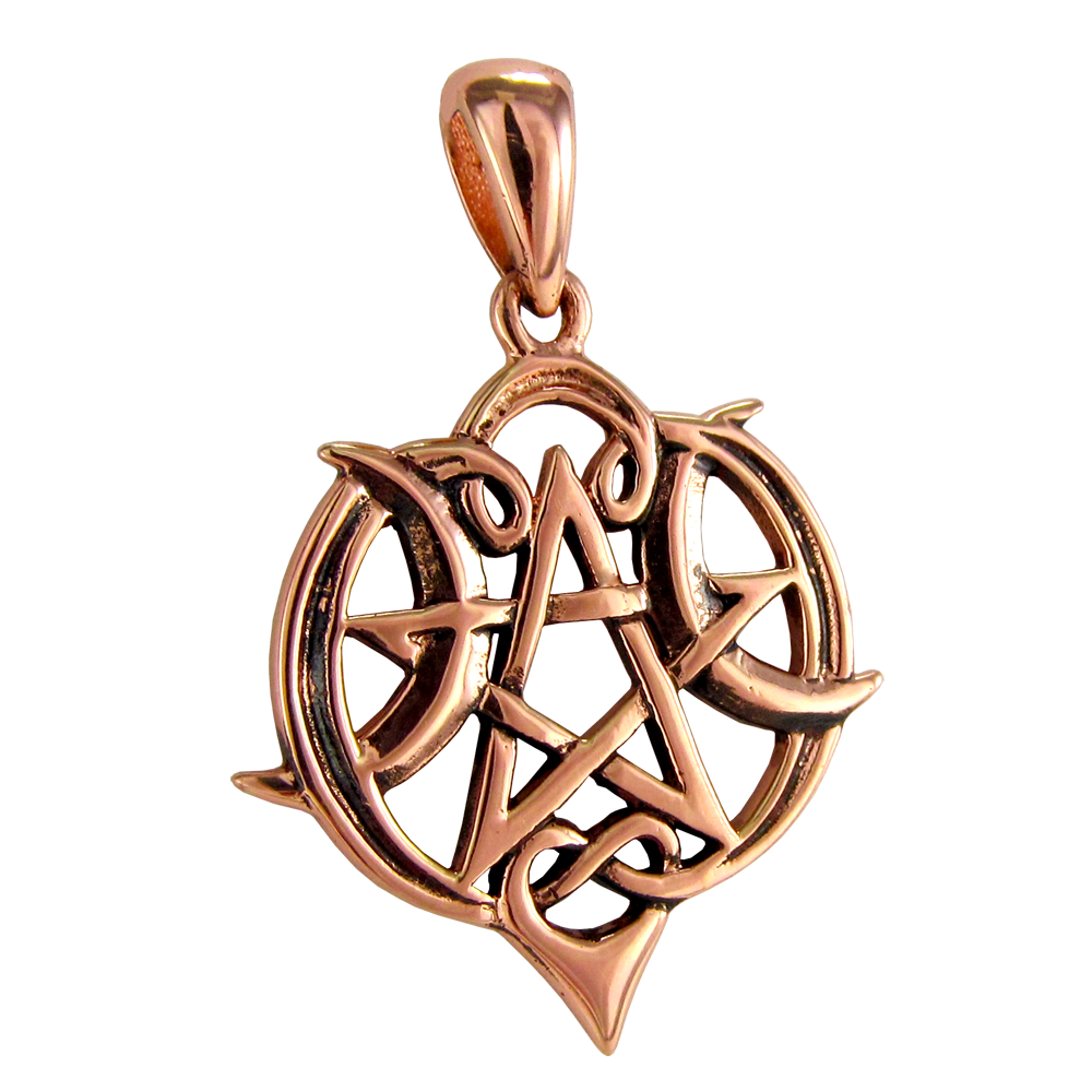 Copper Small Heart Pentacle Pendant - Wicca Pagan Store
