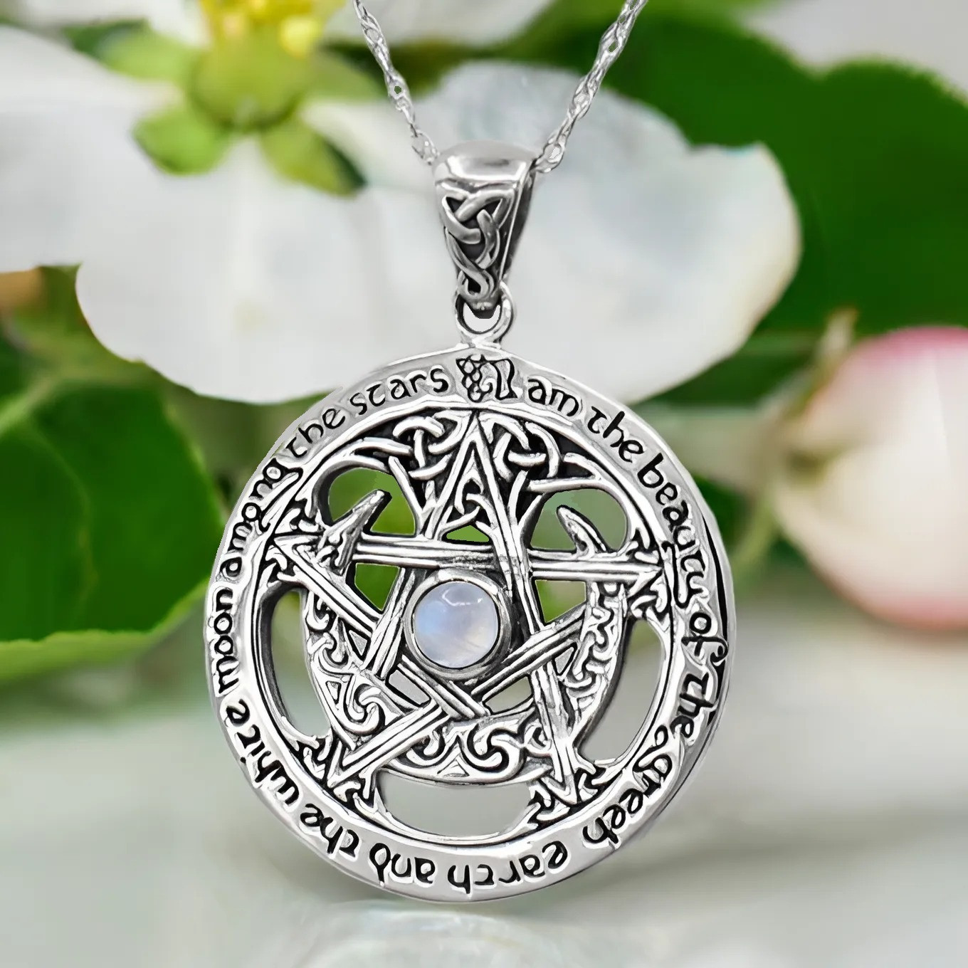 Pentacle Necklace - Pentagram Pendants - Sterling Silver - Witch Star ...