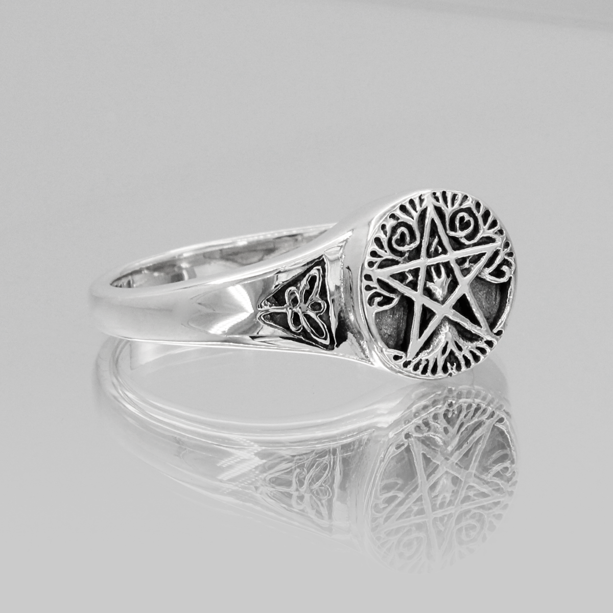 Silver Wiccan Pentacle Rings for Balance & Protection