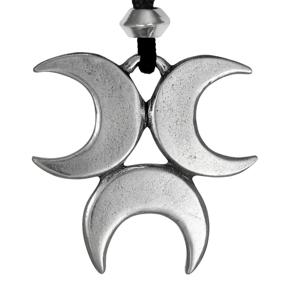 Triple Crescent Moon Goddess Sterling Silver Wiccan Moonstone Collar ...