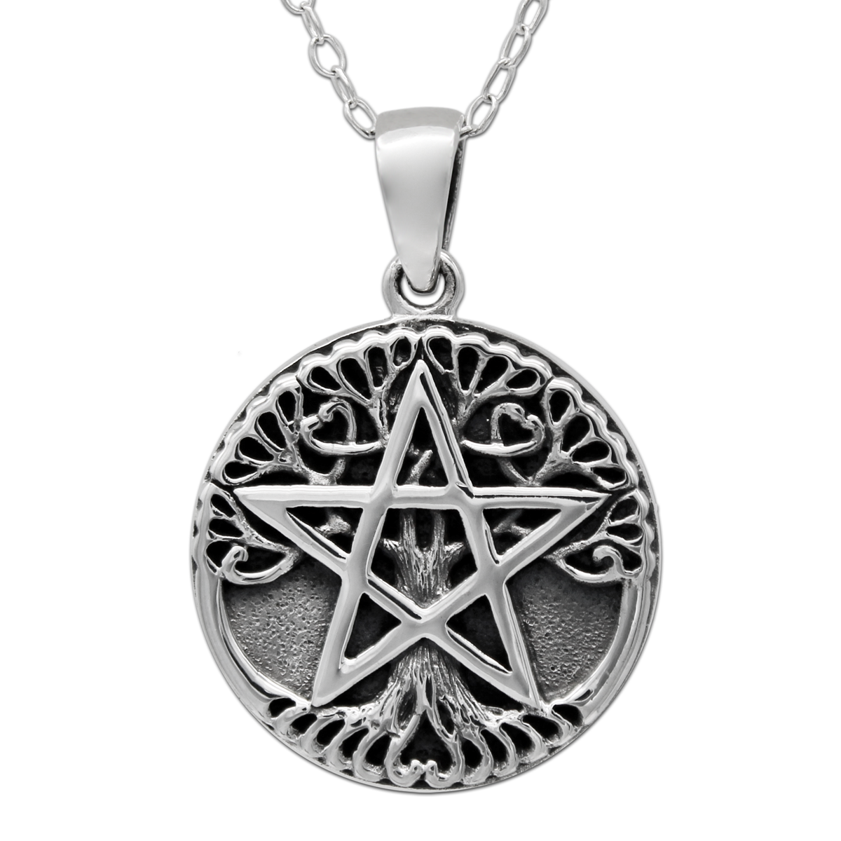 Sterling Silver Tree Pentacle Ring - Wicca Pagan Store