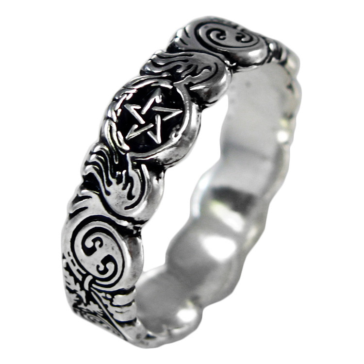Sterling Silver Celtic Knot Banshee Guardian Pentacle Ring