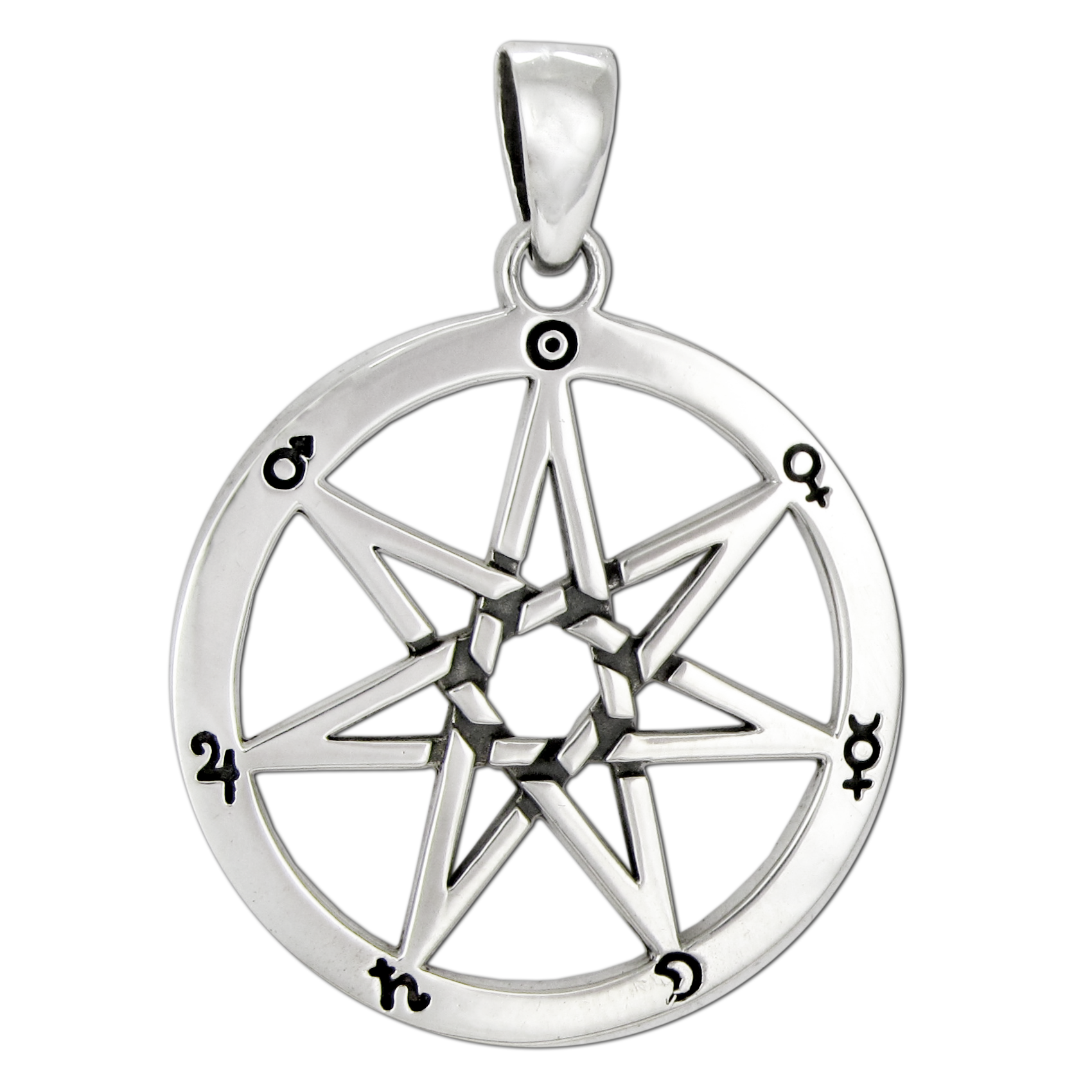Large Sterling Silver Septagram Heptagram Faery Star Pendant ...
