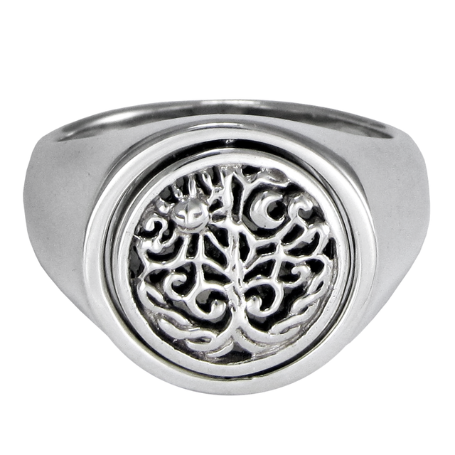 Sterling Silver Flip Ring World Tree of Life Ring with Sun and Moon ...