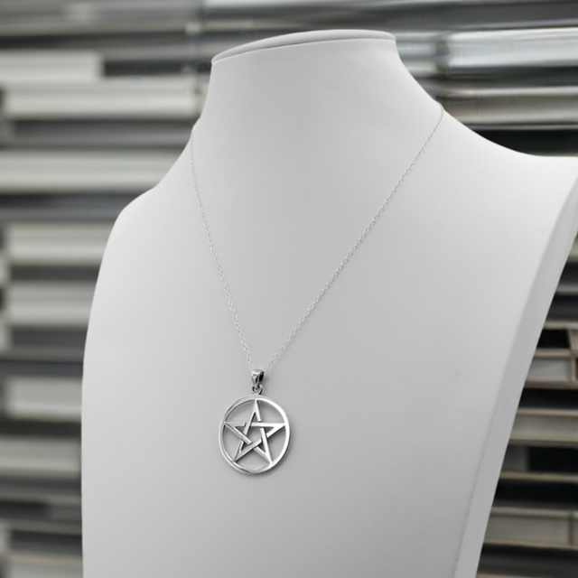 Pentacle Pendant Necklace - Sterling Silver Pentagram Jewelry