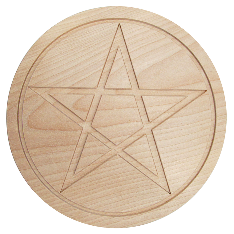Solid Birch Wood Wiccan Pentacle Paten - Moonlight Mysteries