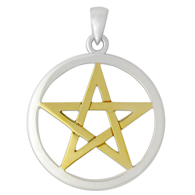 Sterling Silver Gold Plated Pentacle for Men